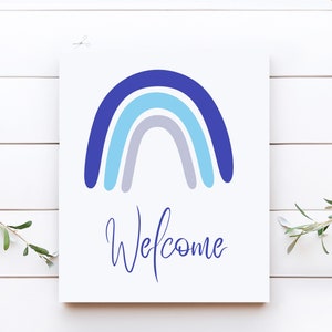Printable Boho Blue Rainbow Welcome Sign 8 X 10 | Rainbow Party | Baby ...