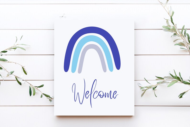 Printable Boho Blue Rainbow Welcome Sign 8 X 10 Rainbow - Etsy