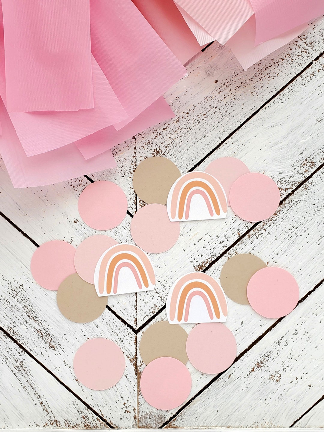 Pink Pastel Rainbow Confetti | Boho Pink Rainbow Party Confetti | Table ...