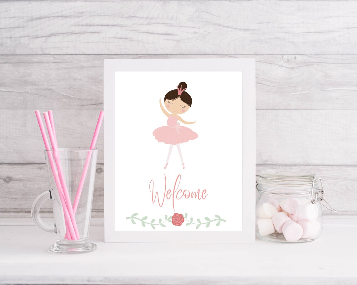 Ballerina Welcome Sign 8 X 10 | Printable Sign | Ballet Birthday Party ...