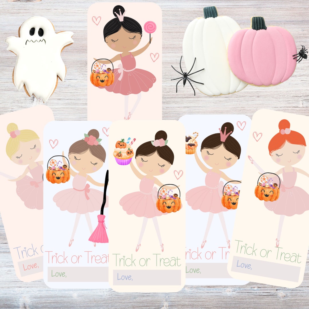 Trick Or Treat Halloween Ballerina Printable Cards For Classroom Trick Or Treat Halloween Ballerina Printable Cards For Classroom