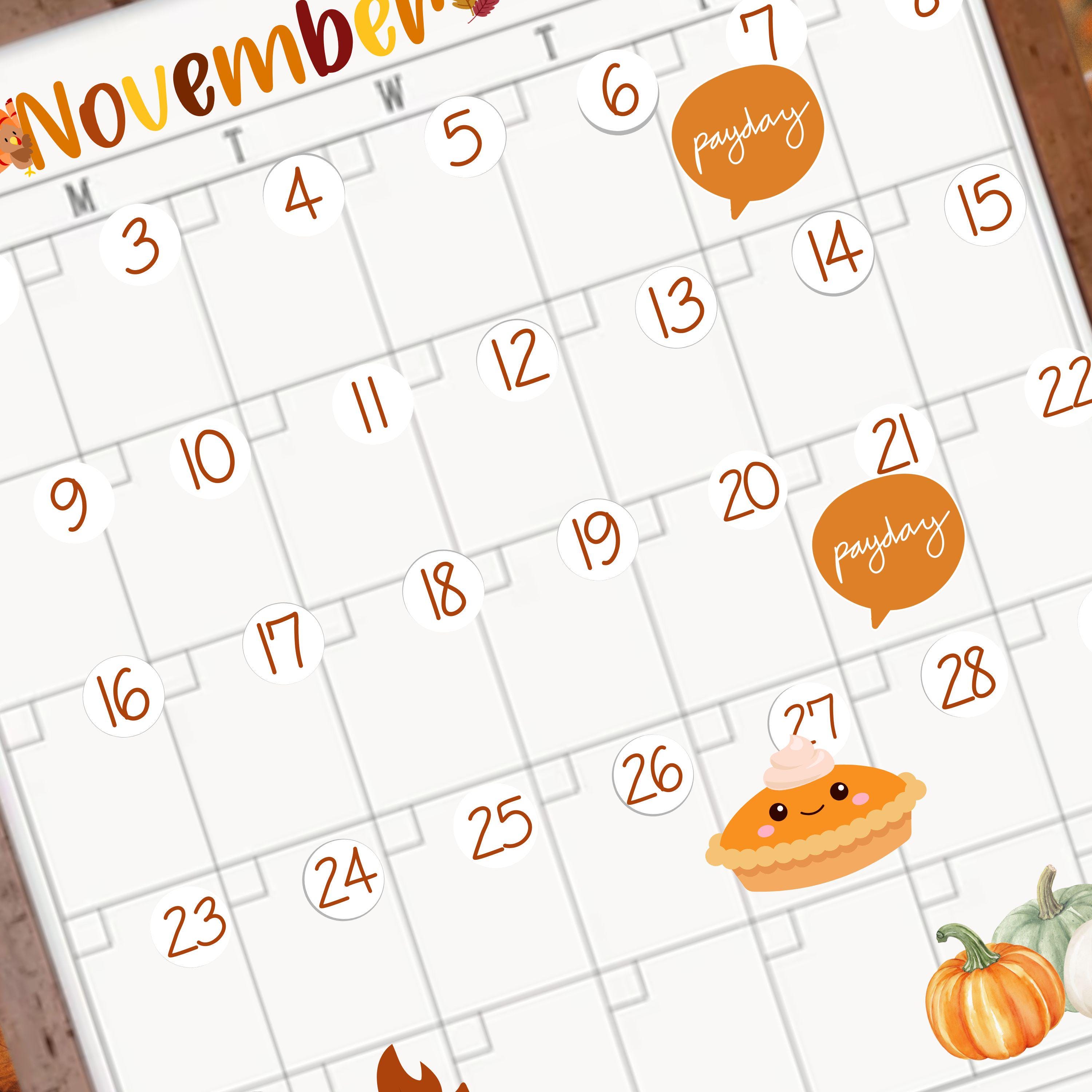November Calendar Month Magnets | Custom Magnets for Whiteboards ...