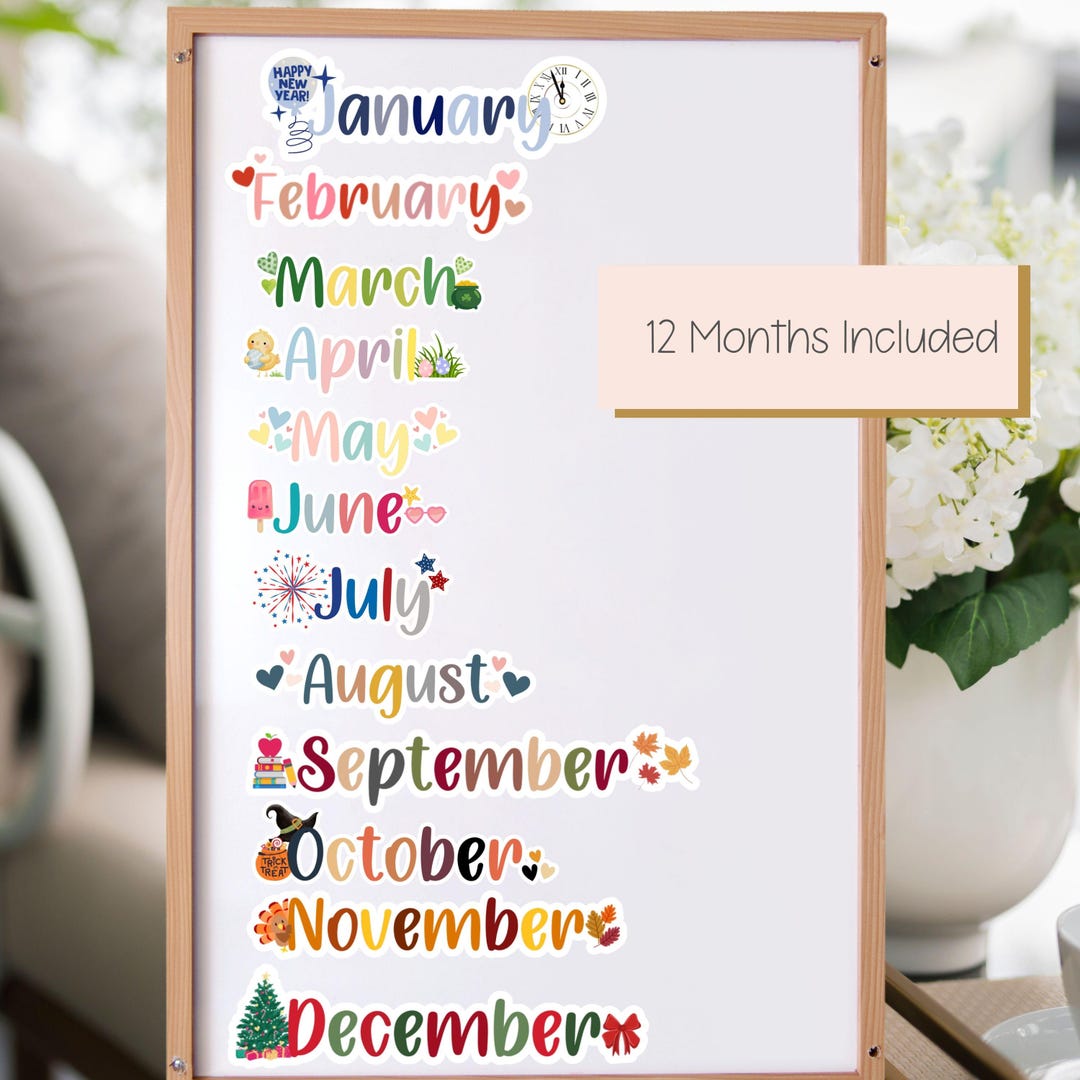 Calendar Month Magnets | Custom Magnets for Whiteboards | Calendar ...