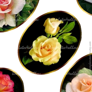 Digital Collage Sheet Flowers Roses 30x40 Mm Oval Images Scrapbooking ...