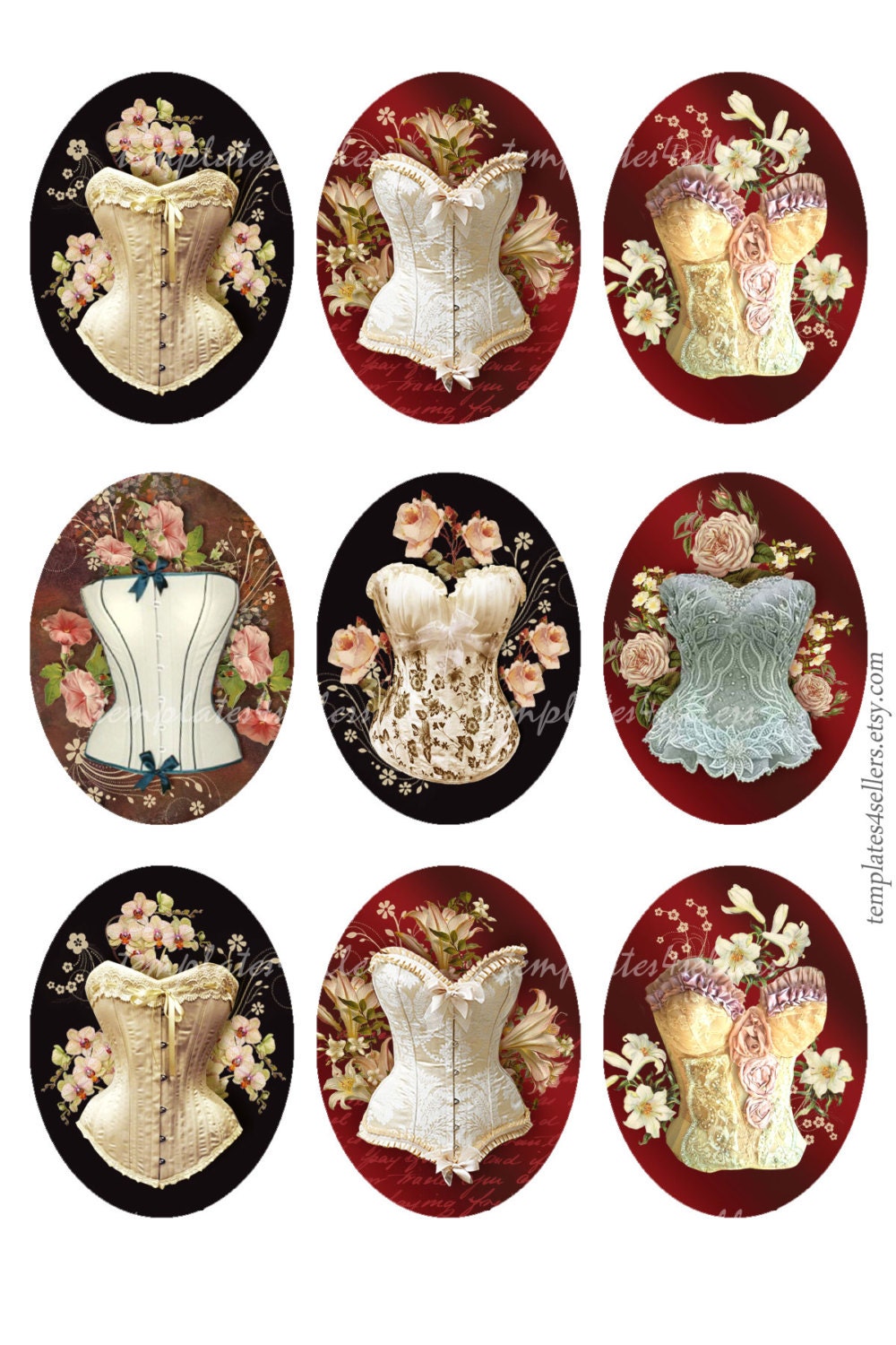 Digital Collage Sheet Cream Corsets 30x40 Mm Images - Etsy