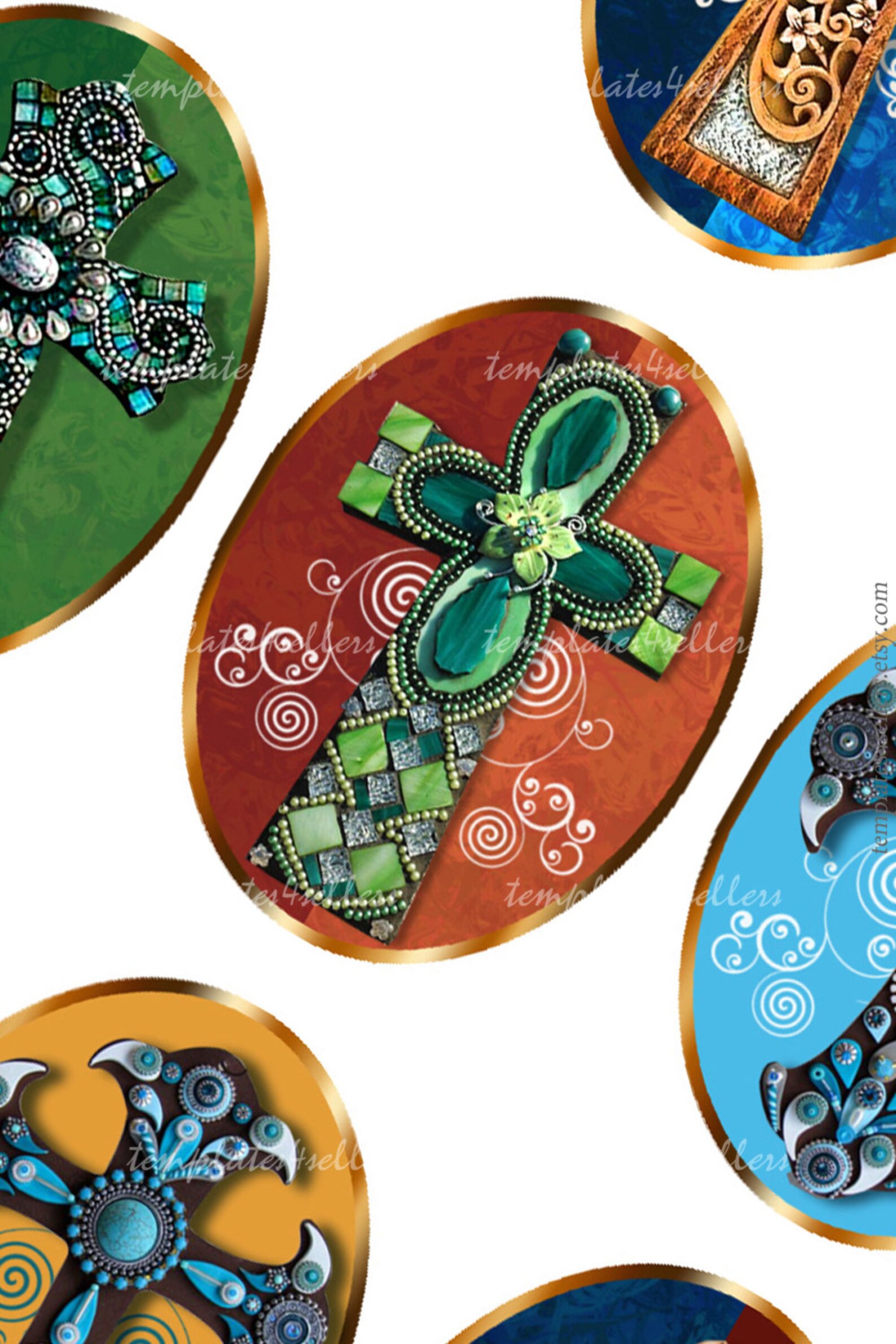 Celtic Cross Digital Collage Sheet 30x40mm Oval Images | Etsy