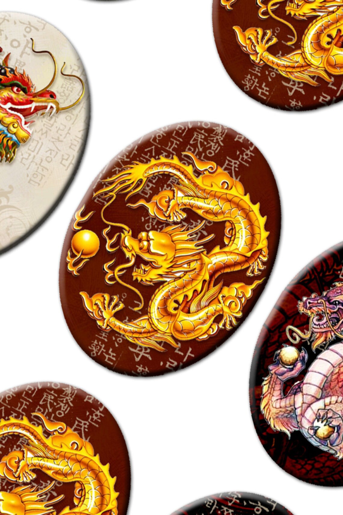 Digital Collage Sheet Dragon China 30x40 Mm Oval Images | Etsy
