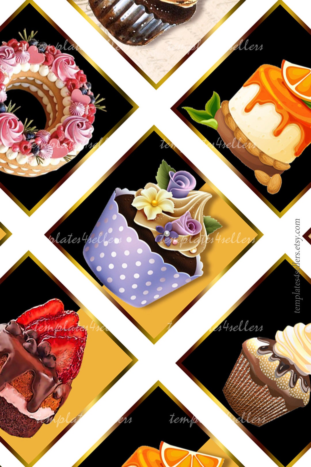 Digital Collage Sheet Muffin 1 Inch Square Images Original Printable ...