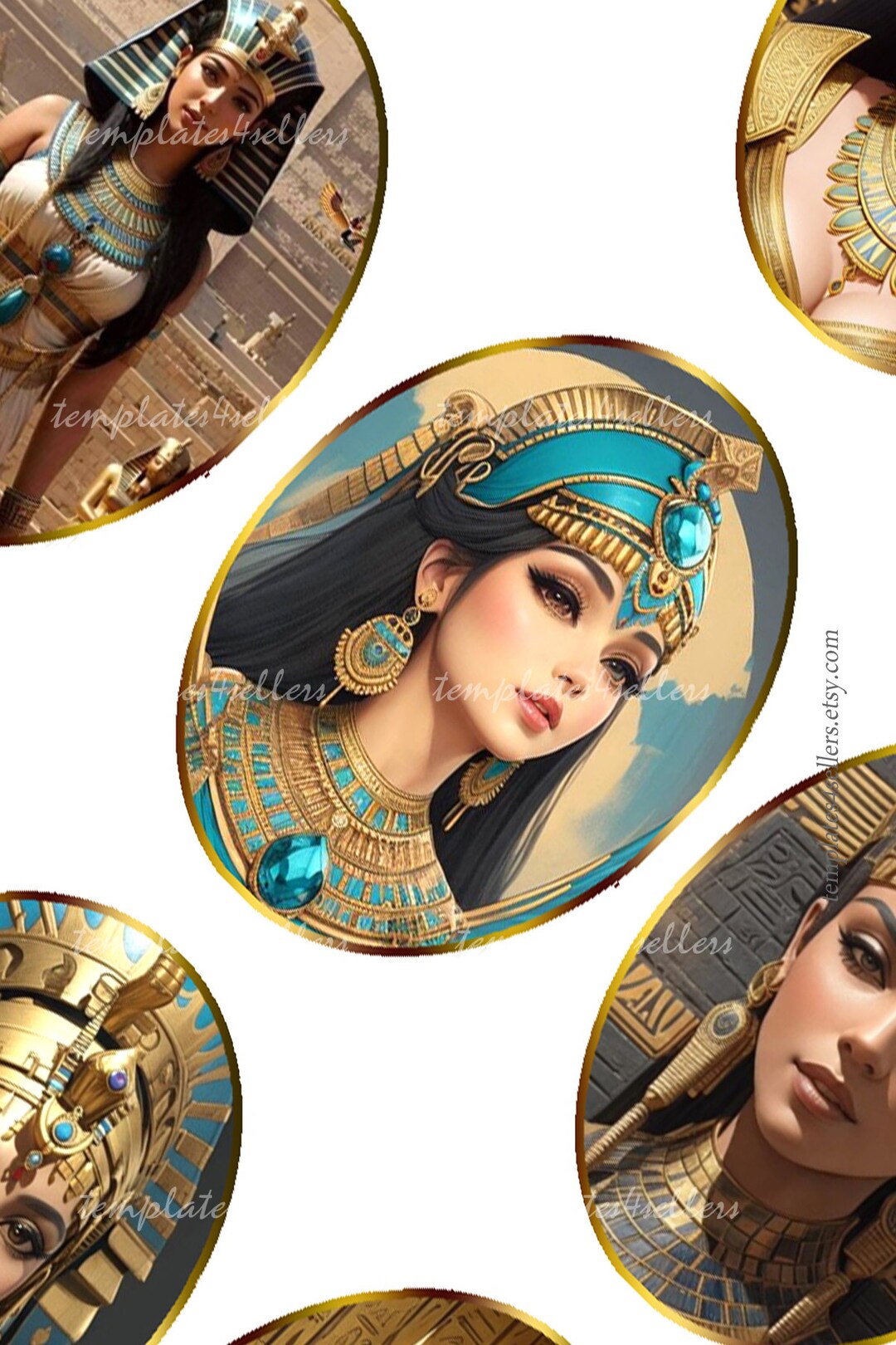 Digital Collage Sheet Beautiful Young Egypt Woman Cleopatra Pictures ...