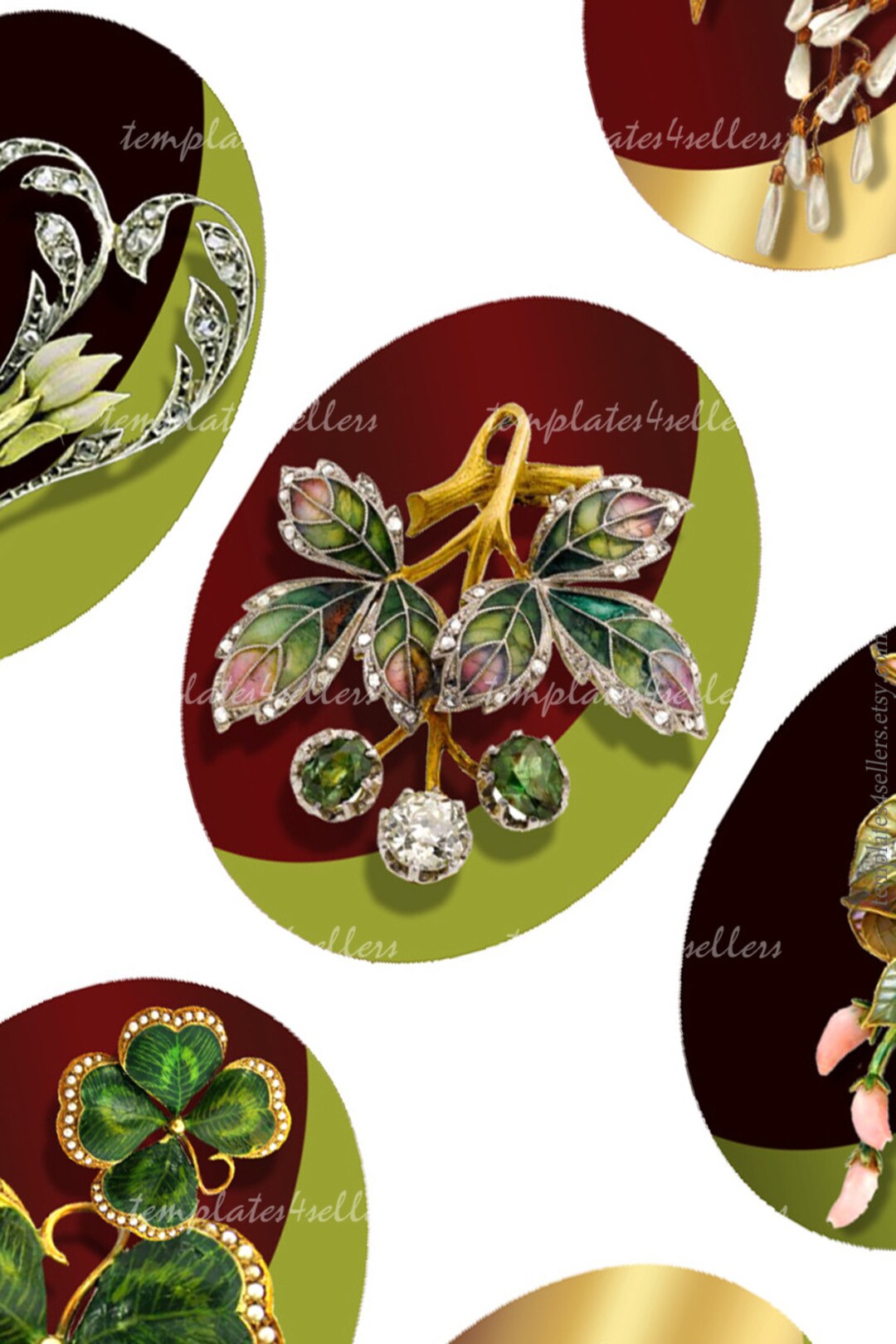 Digital Collage Sheet Jewellery Oval 30x40mm Images Jewelry Original ...