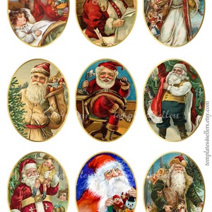 Digital Collage Sheet Vintage Santa Claus 30x40 Mm Oval Original Images ...