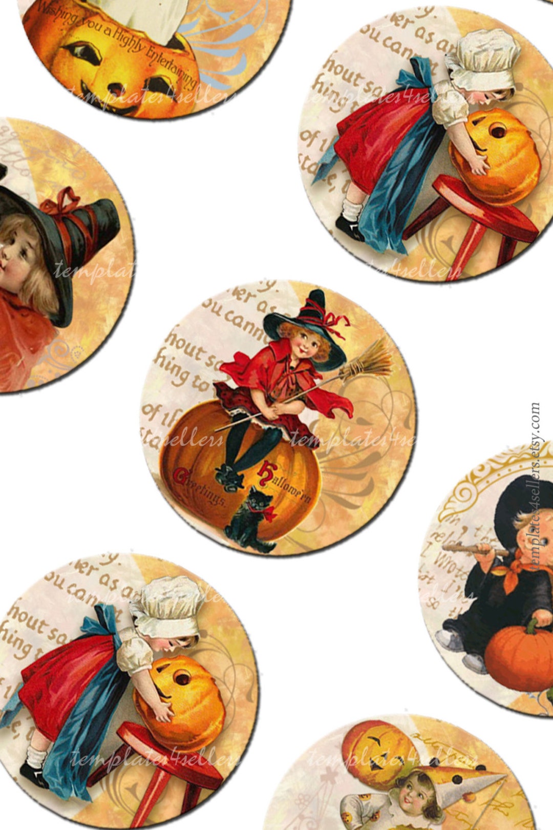 Digital Collage Sheet Halloween 1 Inch Round Images Scrapbooking ...