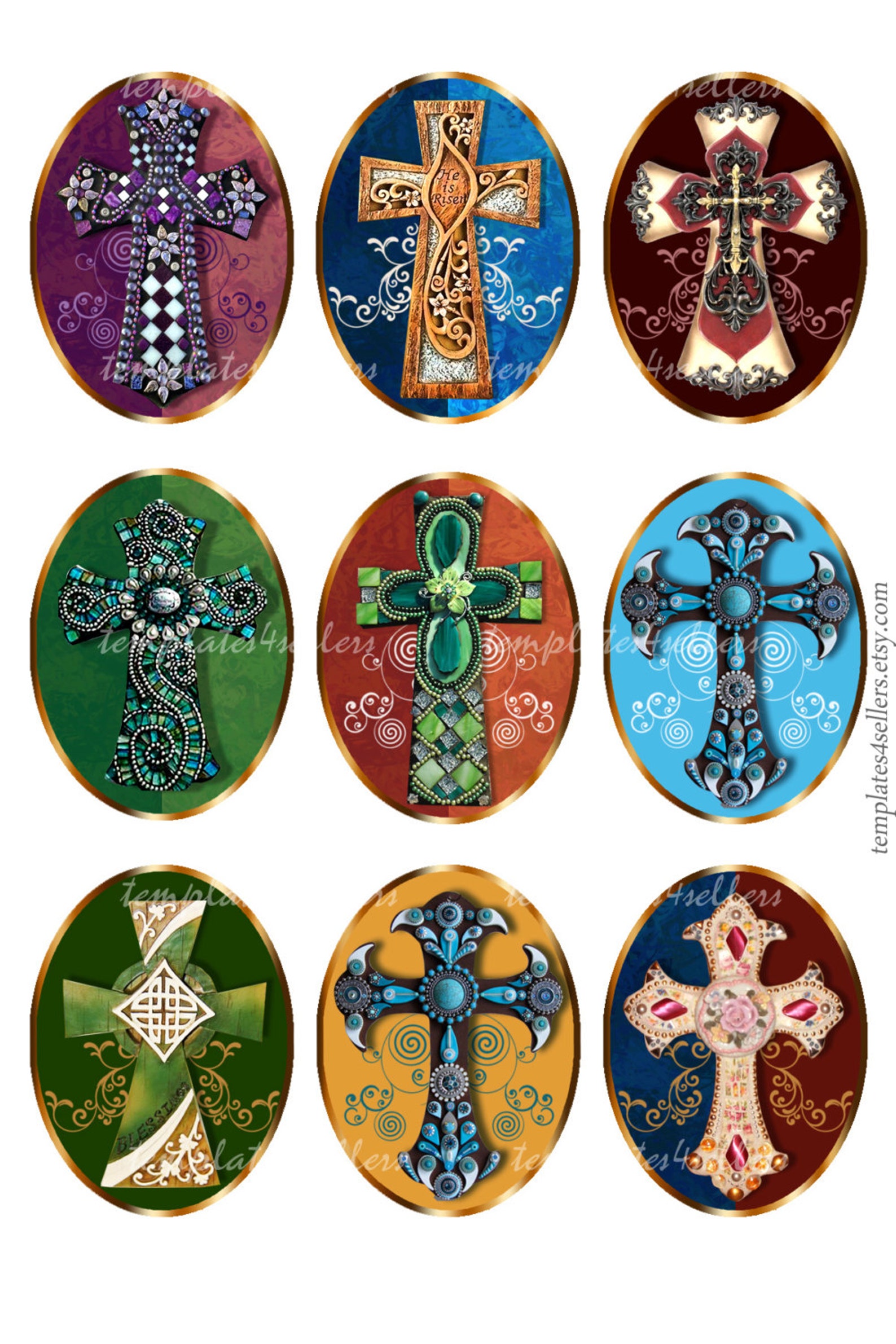 Celtic Cross Digital Collage Sheet 30x40mm Oval Images | Etsy