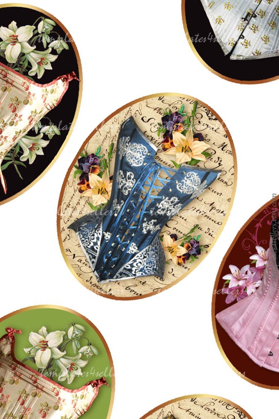 Digital Collage Sheet Vintage Corsets 30x40 Mm Oval Original | Etsy
