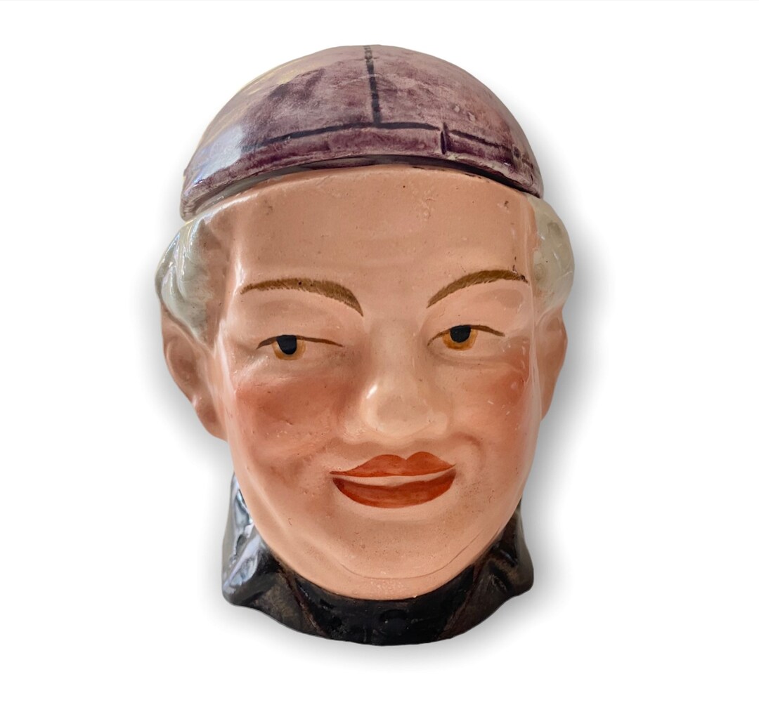 Antique Majolica Toby Figural Tobacco Jar "pope Like Man With Cap ...