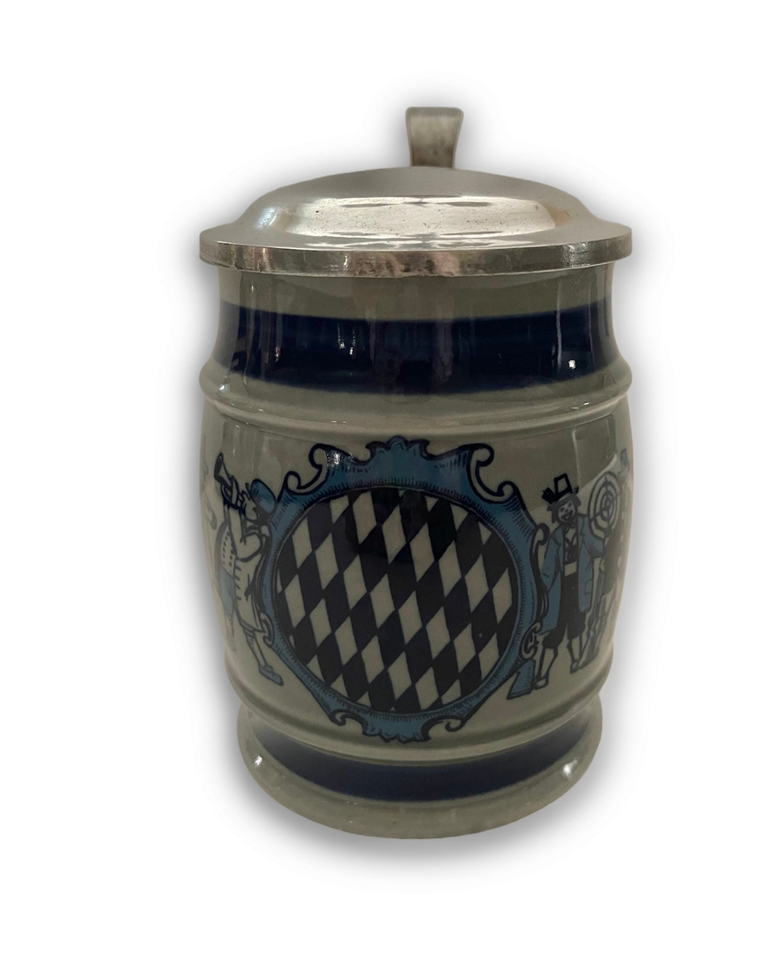 Vintage Goebel Stoneware German Beer Stein With Pewter Handle Browns ...