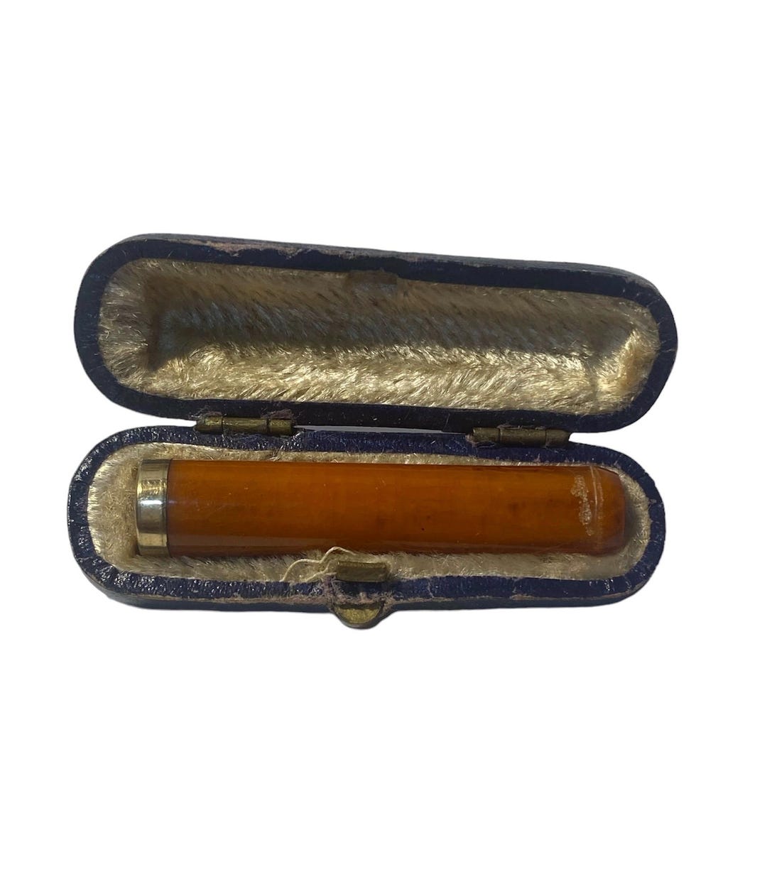 Antique Amber & 18K Gold Plated Cigarette Smoke Holder in Original Case ...