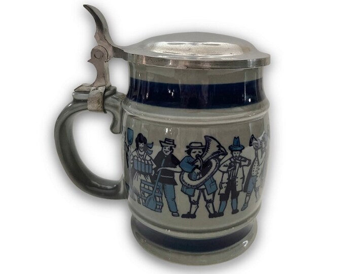 Vintage Goebel Stoneware German Beer Stein With Pewter Handle Browns ...