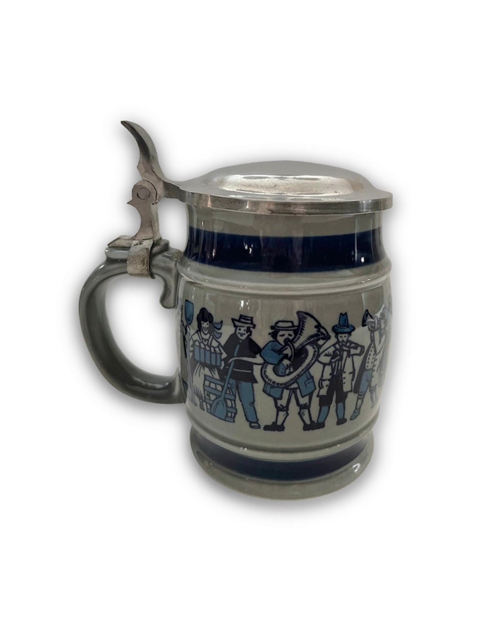 Vintage Goebel Stoneware German Beer Stein With Pewter Handle Browns ...
