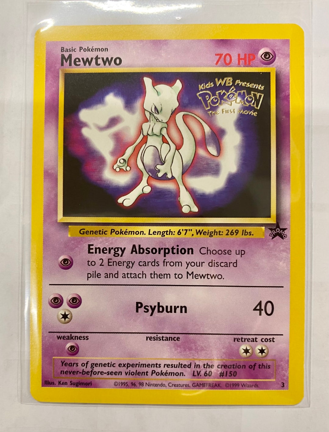 MEWTWO Black Star Promo #3 1999WOTC - Kids WB the First Movie* Pokemon ...