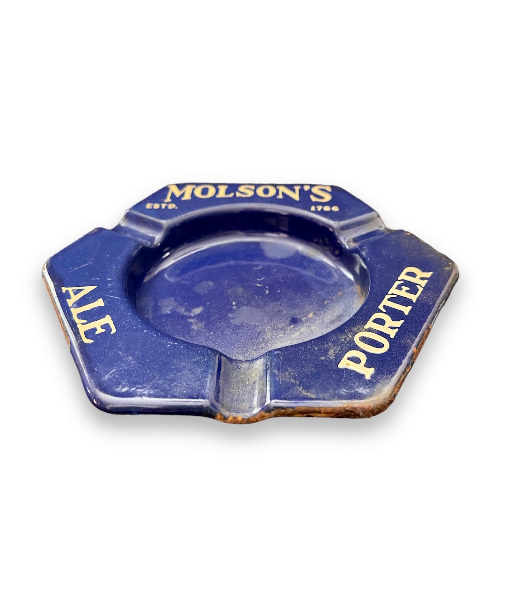 Vintage Molson's Ale Porter Blue and White Enamel Porcelain Ashtray - Etsy