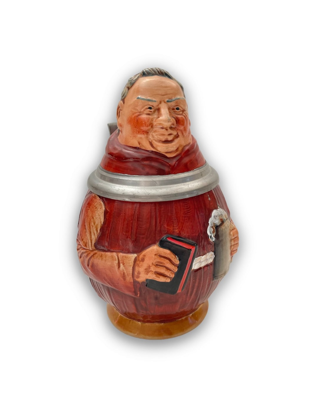 Vintage Fryer Monk Holding Bible With Pewter Beer Stein Made in Germany ...