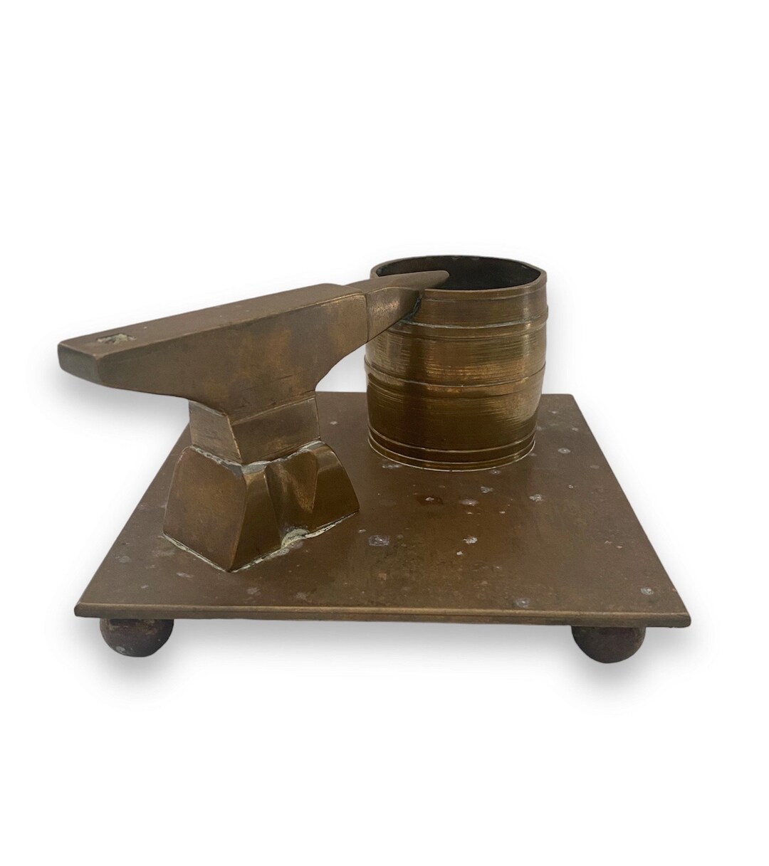 Vintage Brass Anvil and Barrel Blacksmith’s Cigarette Stand Smoking ...