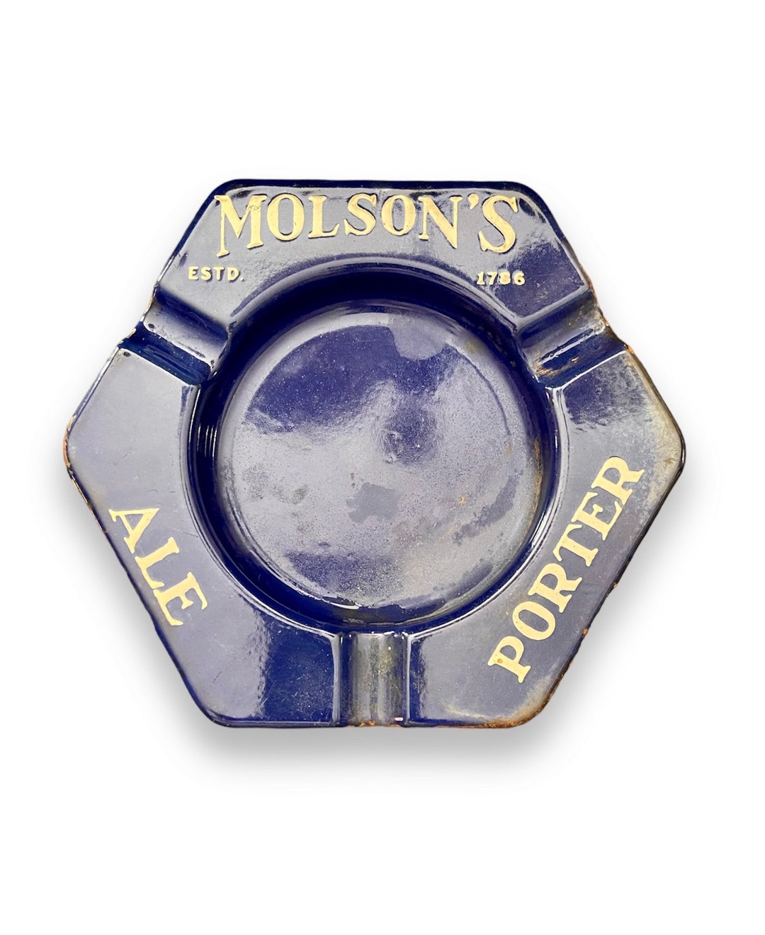 Vintage Molson's Ale Porter Blue and White Enamel Porcelain Ashtray - Etsy