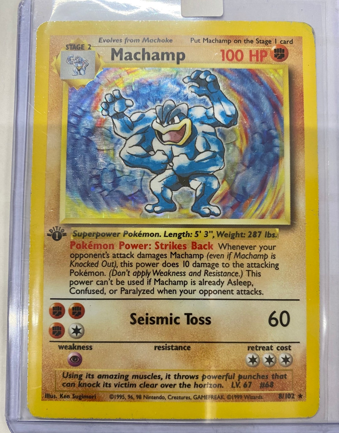 1999 Pokemon Game Machamp Holo First 1st Edition 8/102 Base Set Rare ...