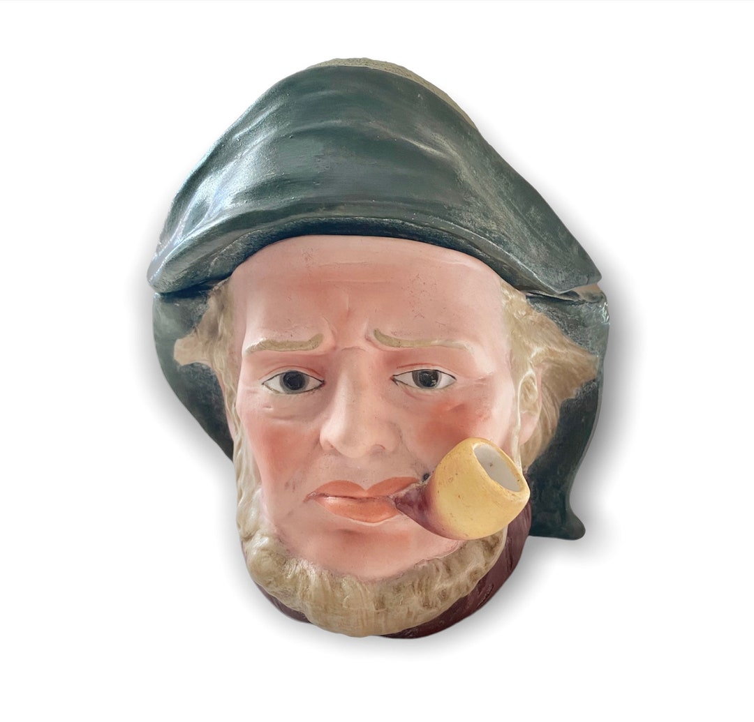 Rare Porcelain Bisque Fisherman’s Head Dresser Tobacco Humidor Stash ...