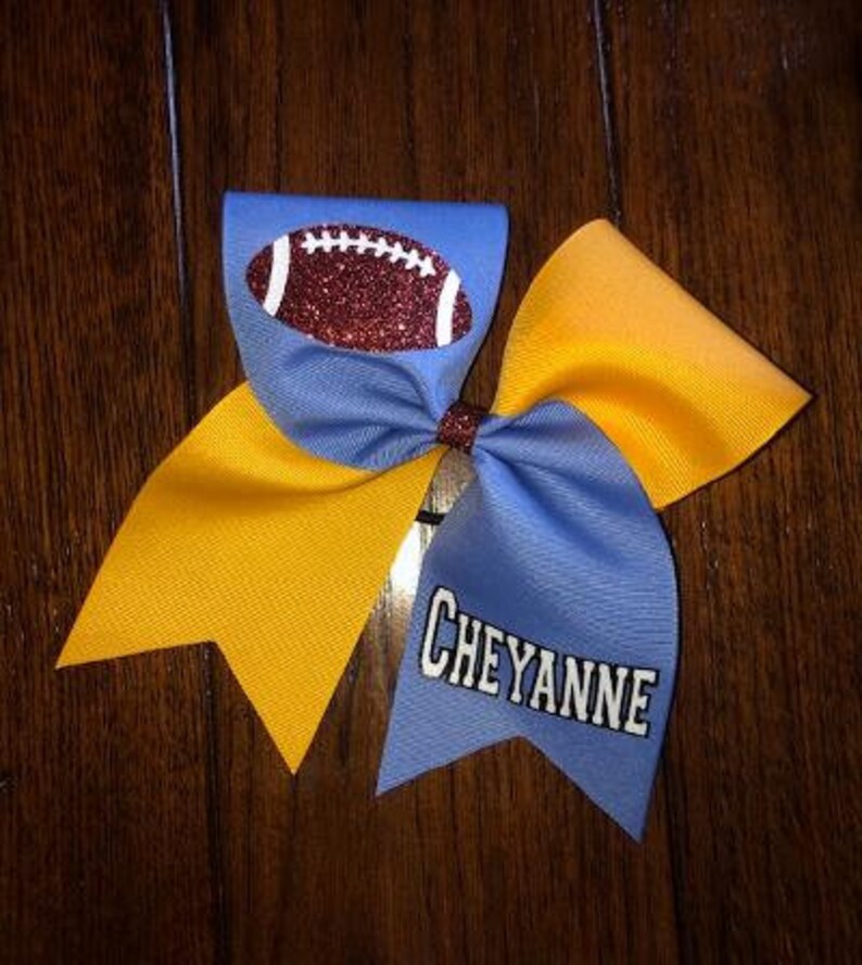 Tick Tock Football, Monogrammed Cheer Bow - Etsy