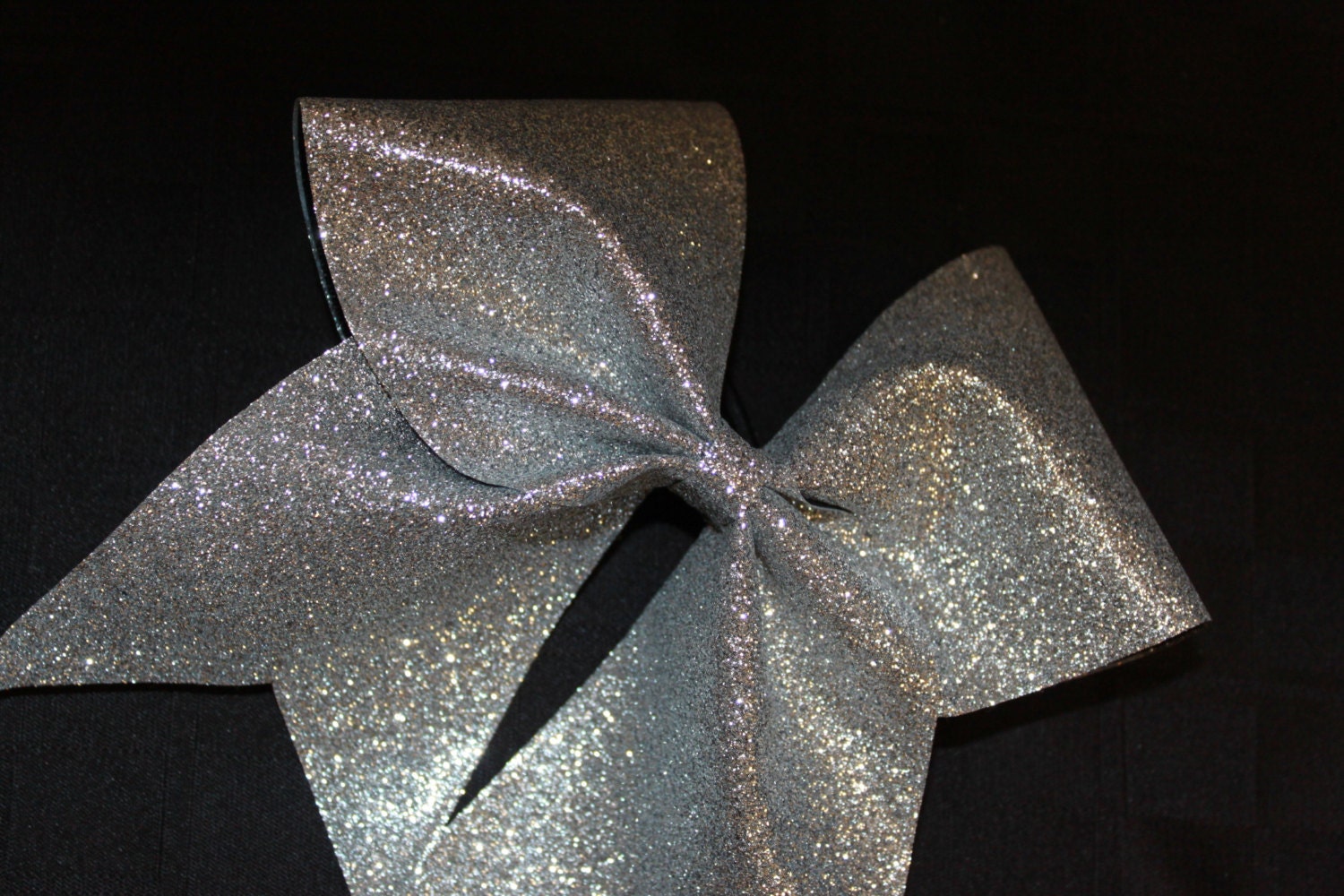Silver glitter cheer bow | Etsy