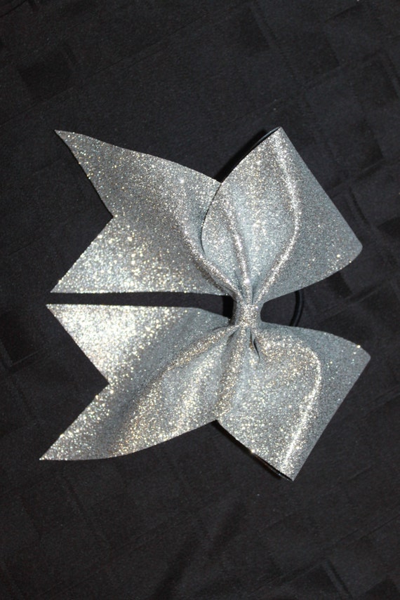 Silver glitter cheer bow | Etsy