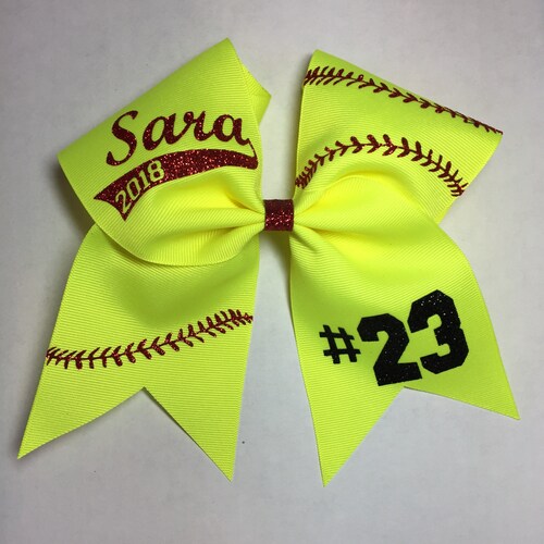Softball Bow With Name and Softball Bows Custom Softball - Etsy