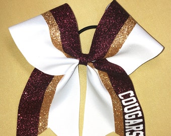 Hazel Cheer Bow in Gold and Burgundy Glitter - Etsy