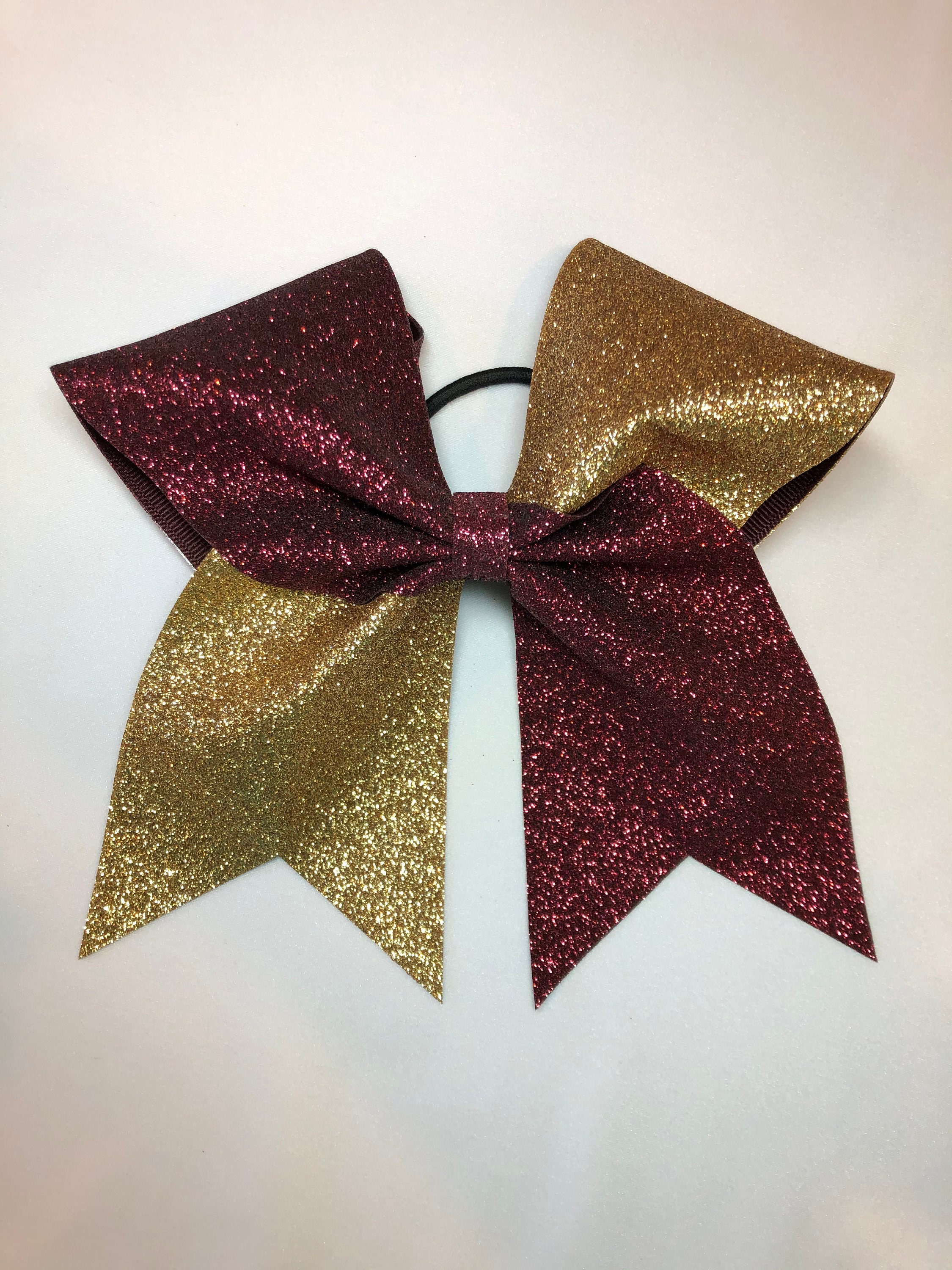 Gold and Maroon Glitter Cheer Bow - Etsy