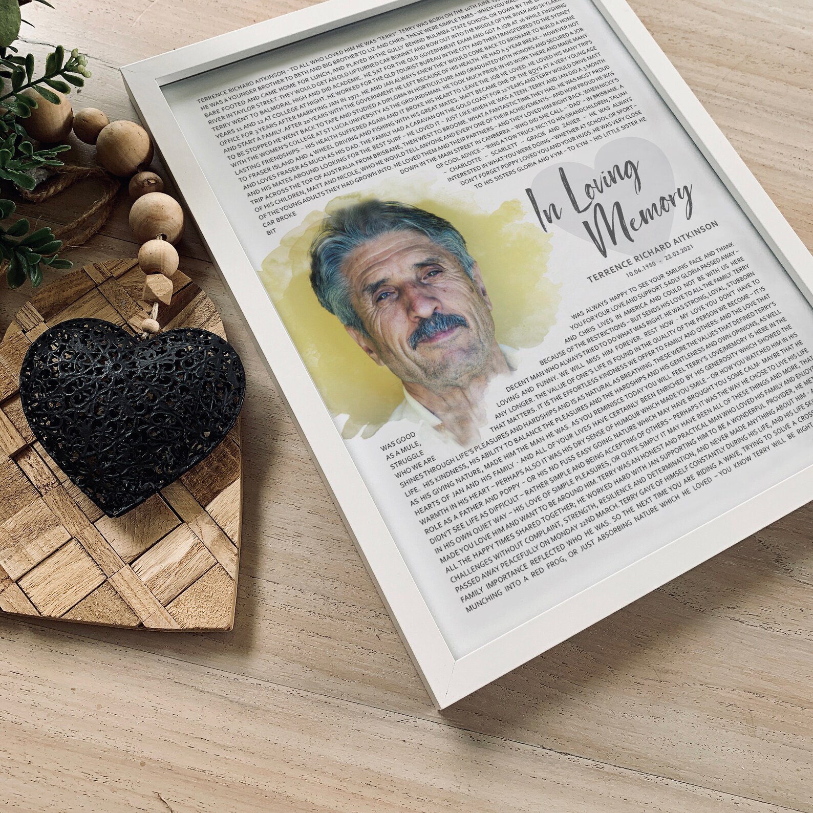 Eulogy With Photo Memorial Keepsake Print or Framed or - Etsy