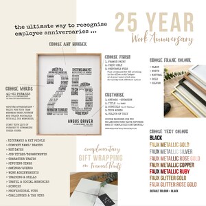 25 Year Work Anniversary Gift 25th Employee Service Award, Employment ...