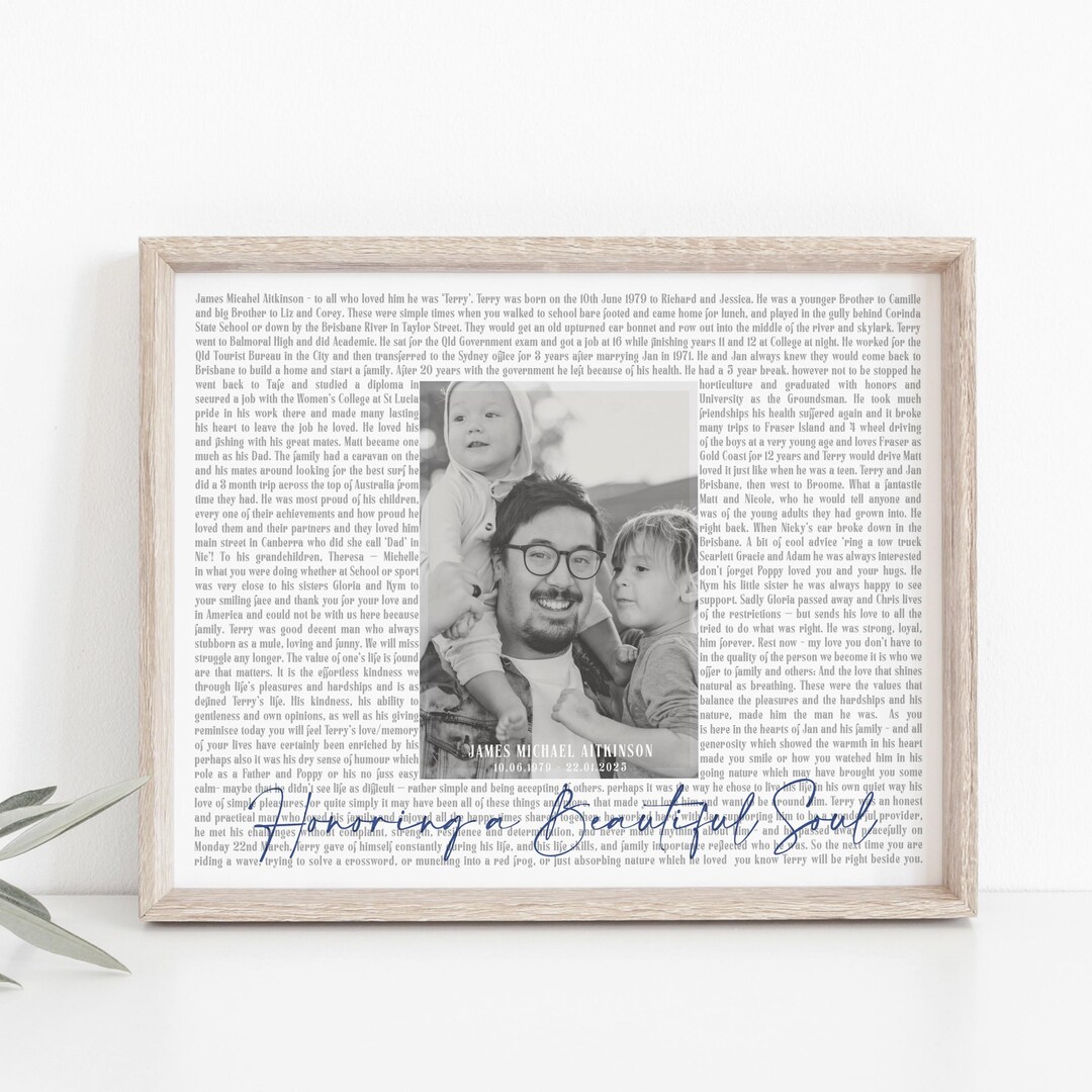 Remembrance Photo and Poem, Eulogy Keepsake Frame or Digital, Memorial ...