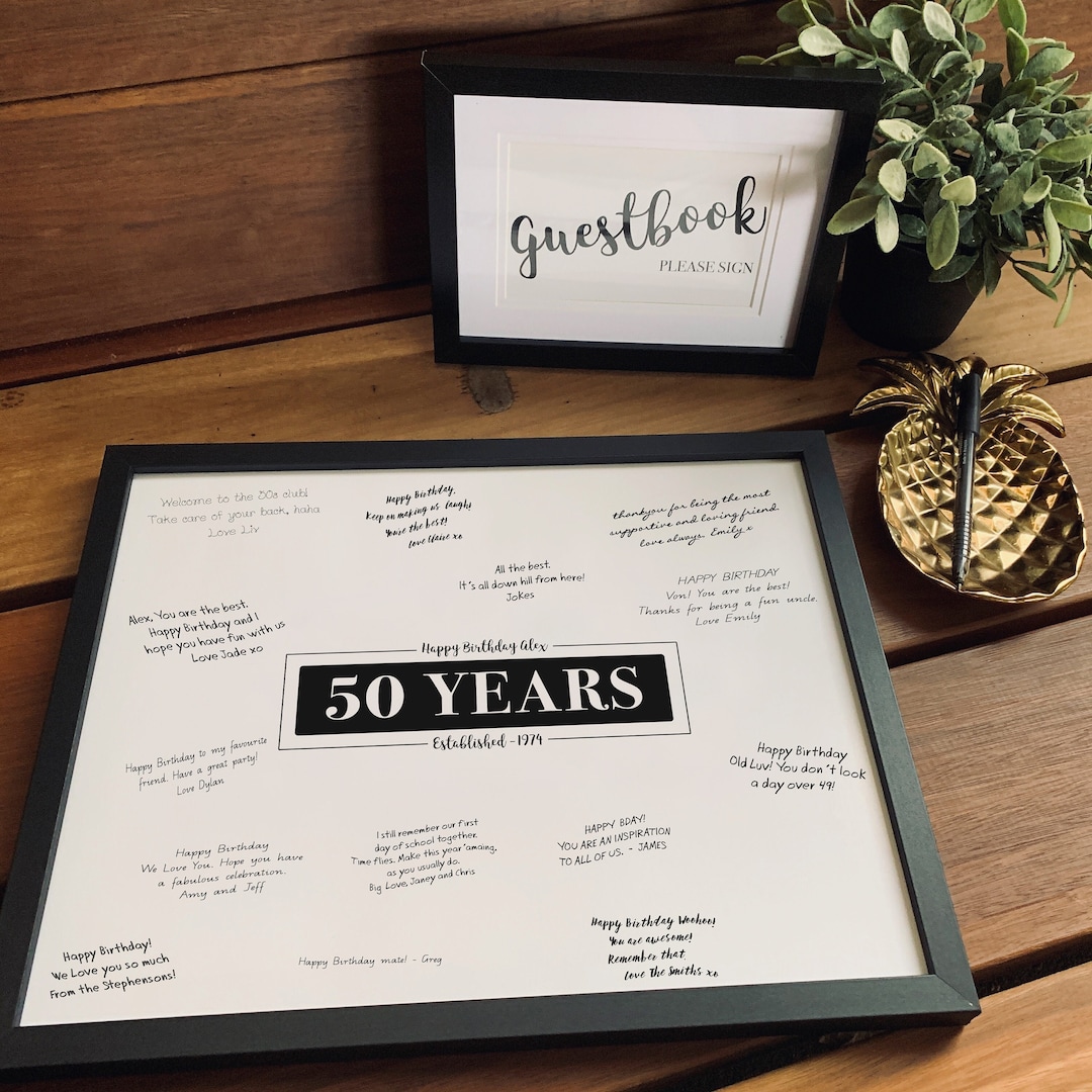 50th Birthday Party Decorations, Guestbook Signing Poster Fifty Years ...