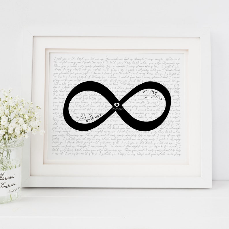 Infinity Symbol Print Song Lyrics or Wedding Vows Wall Art | Etsy