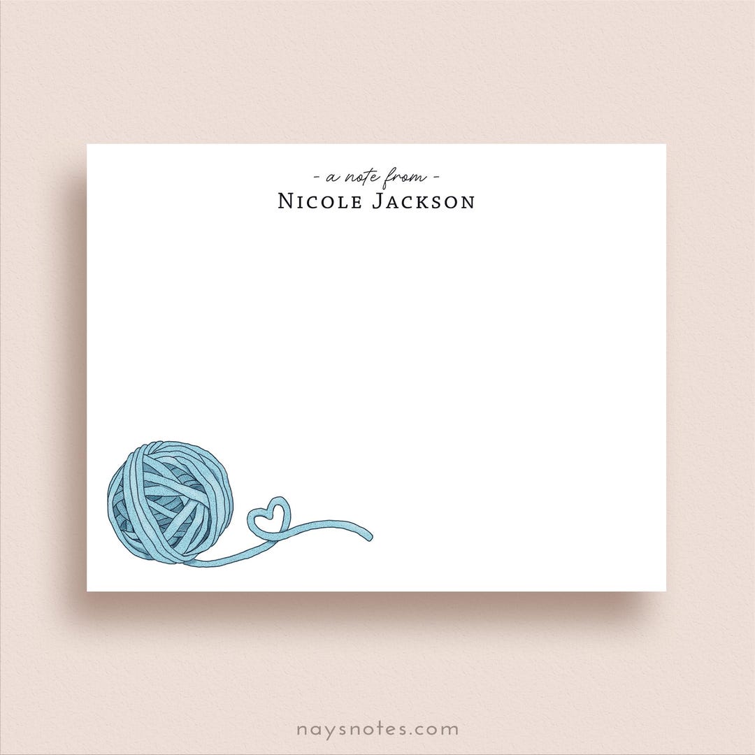 Knitting Note Cards - Flat Note Cards - Ball of Yarn Note Cards ...