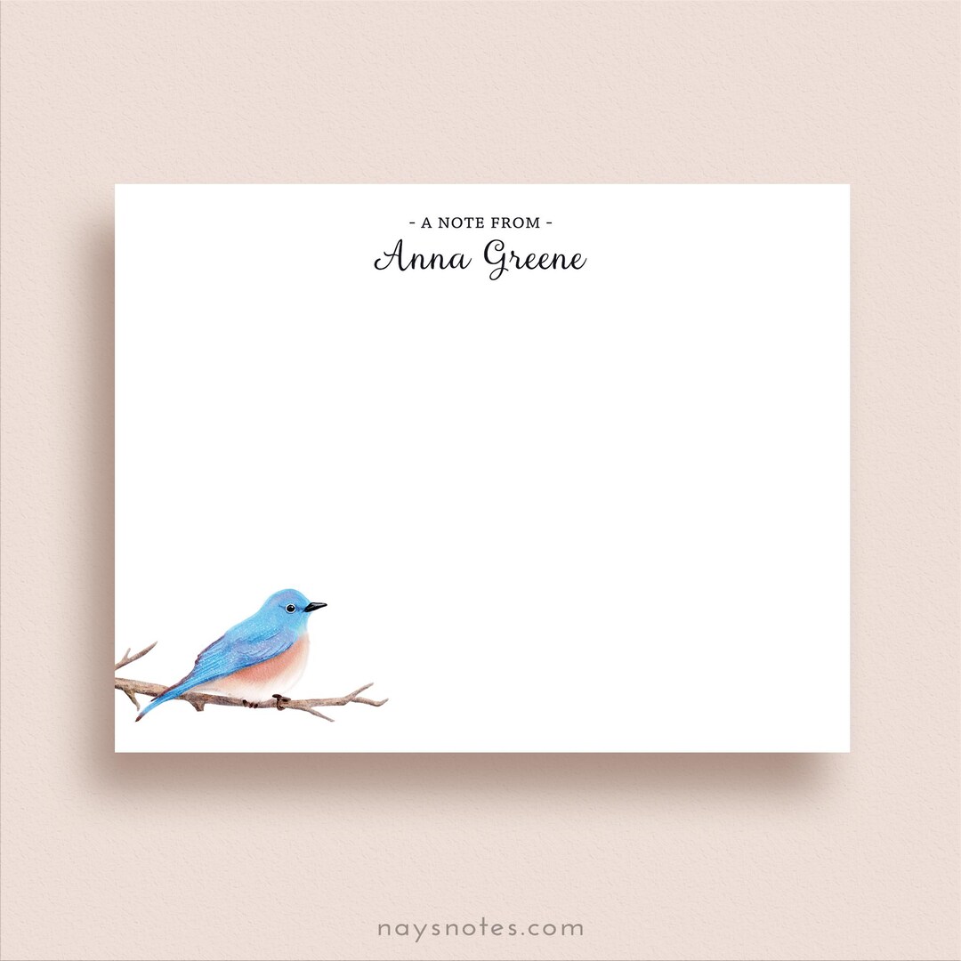 Bluebird Note Cards - Flat Note Card Set - Personalized Bluebird ...
