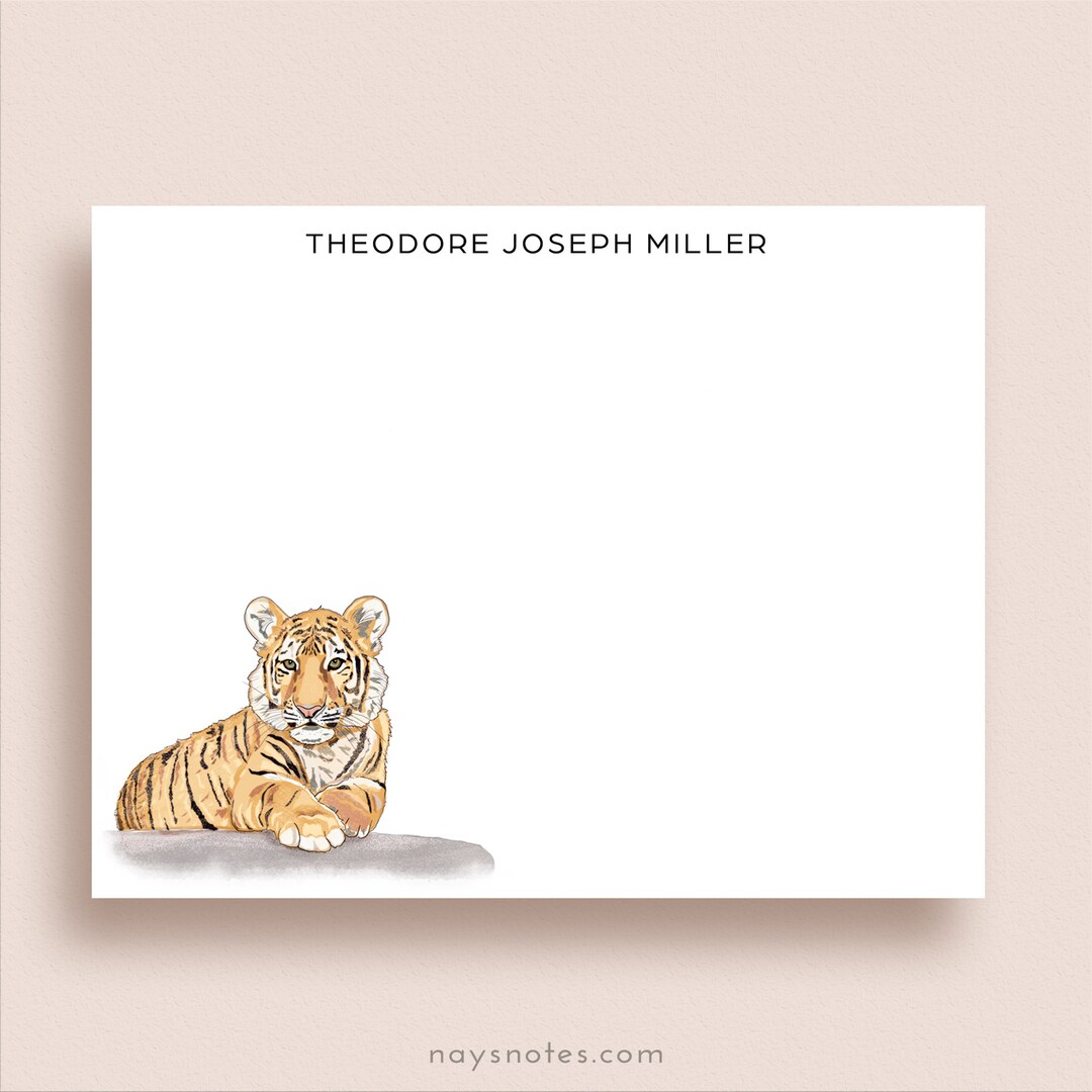 Tiger Note Cards Tiger Flat Notes Personalized Tiger Stationery Tiger ...