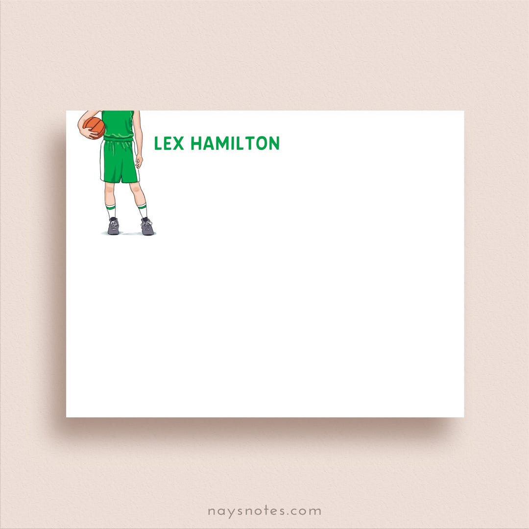 Basketball Note Cards - Flat Note Card Set - Personalized Basketball ...