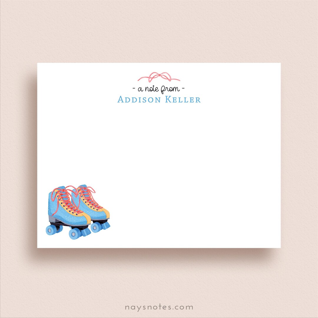 Roller Skate Note Cards - Flat Note Card Set - Personalized Skate ...