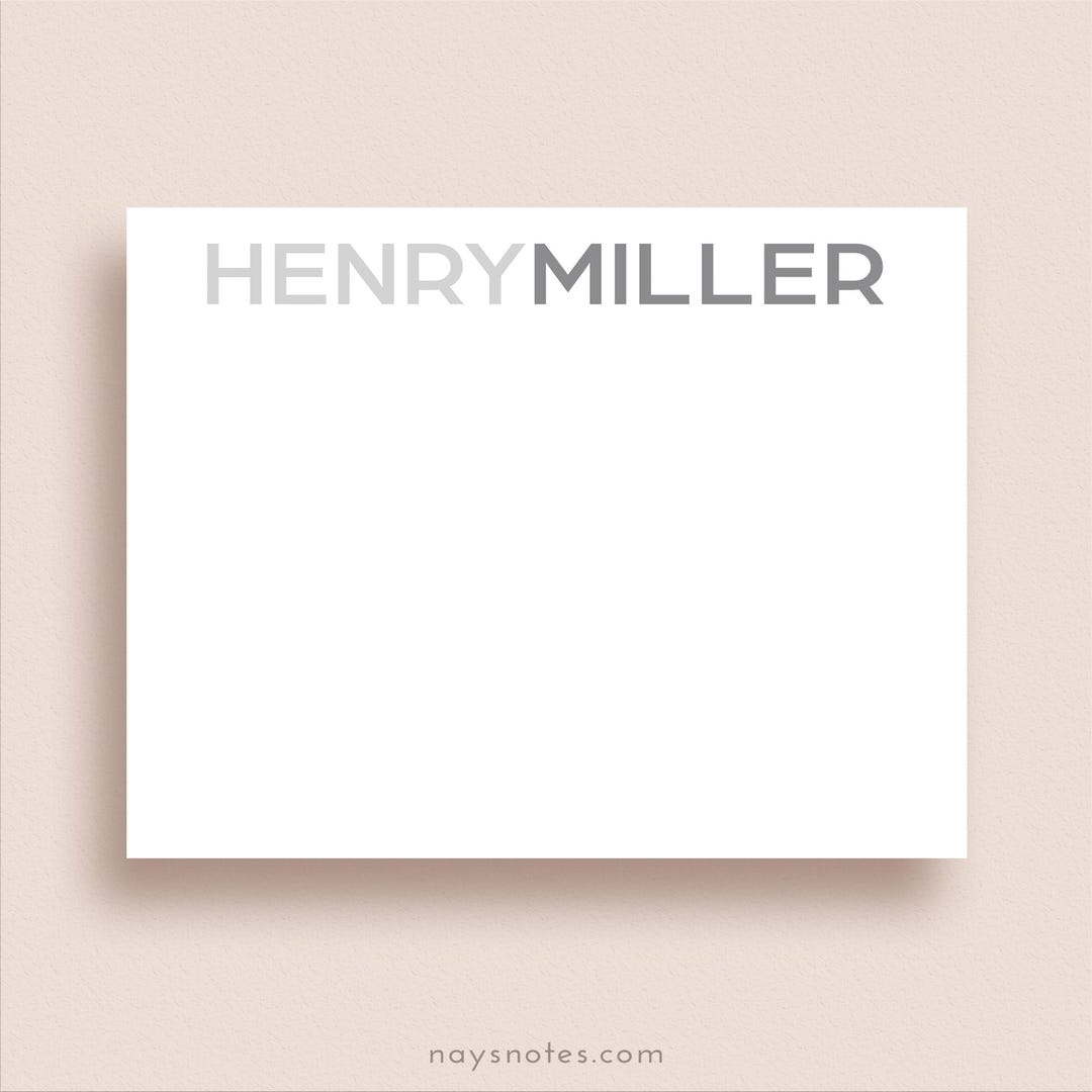 Personalized Stationery - Flat Note Card Set - Tonal Design - Modern ...