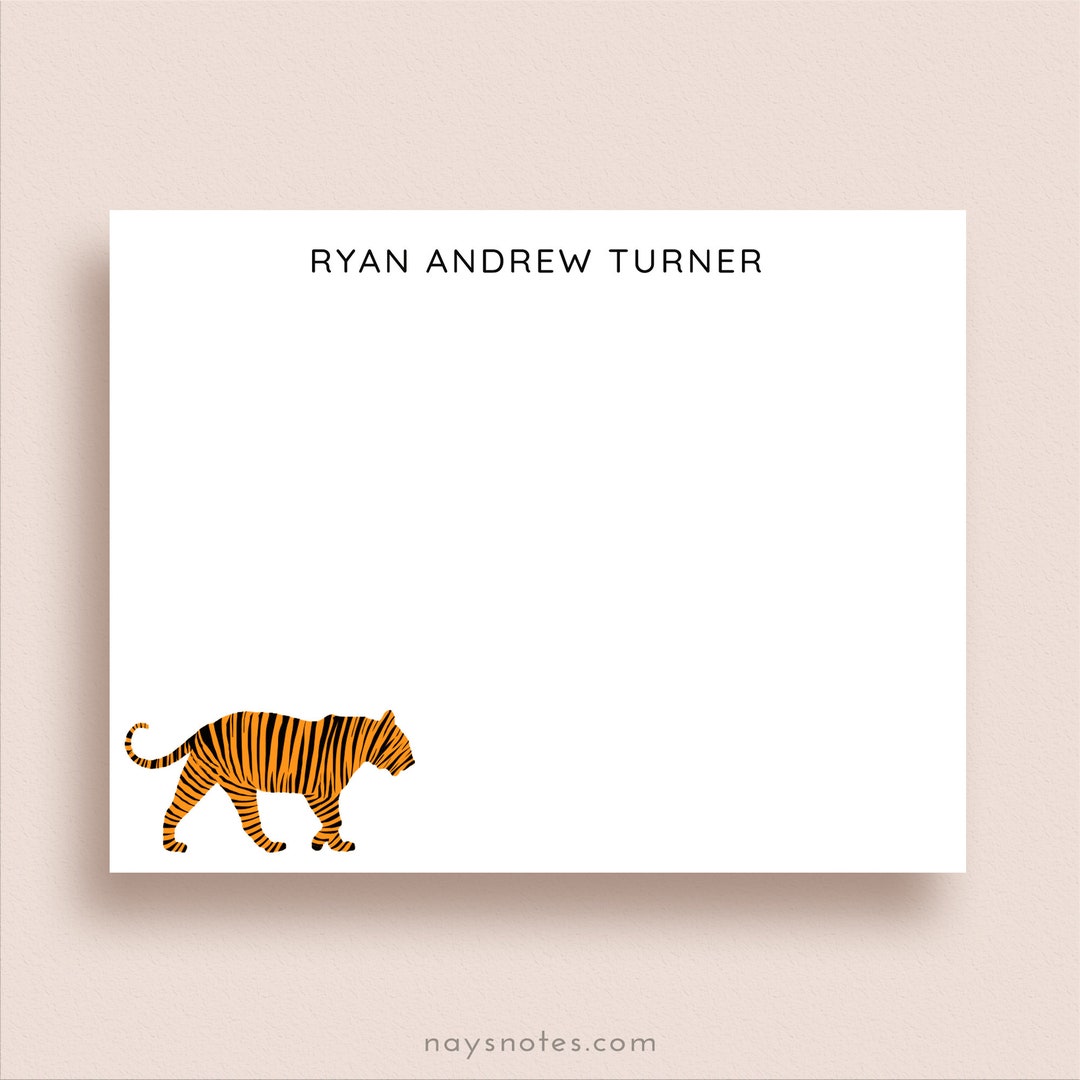 Tiger Note Cards Flat Note Cards Tiger Thank You Personalized Tiger ...