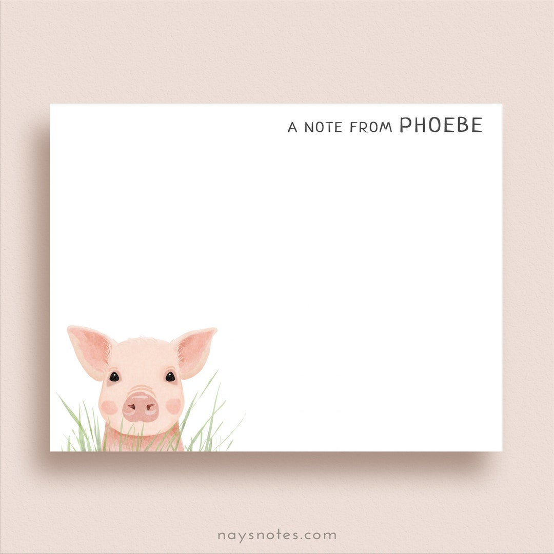 Pig Note Cards Pig Flat Notes Pig Thank You Cards Personalized Pig ...