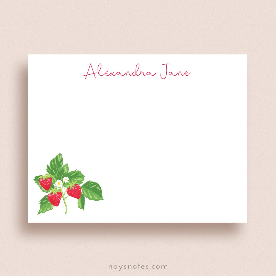 Strawberry Note Cards Berry Note Cards Flat Note Cards Personalized ...